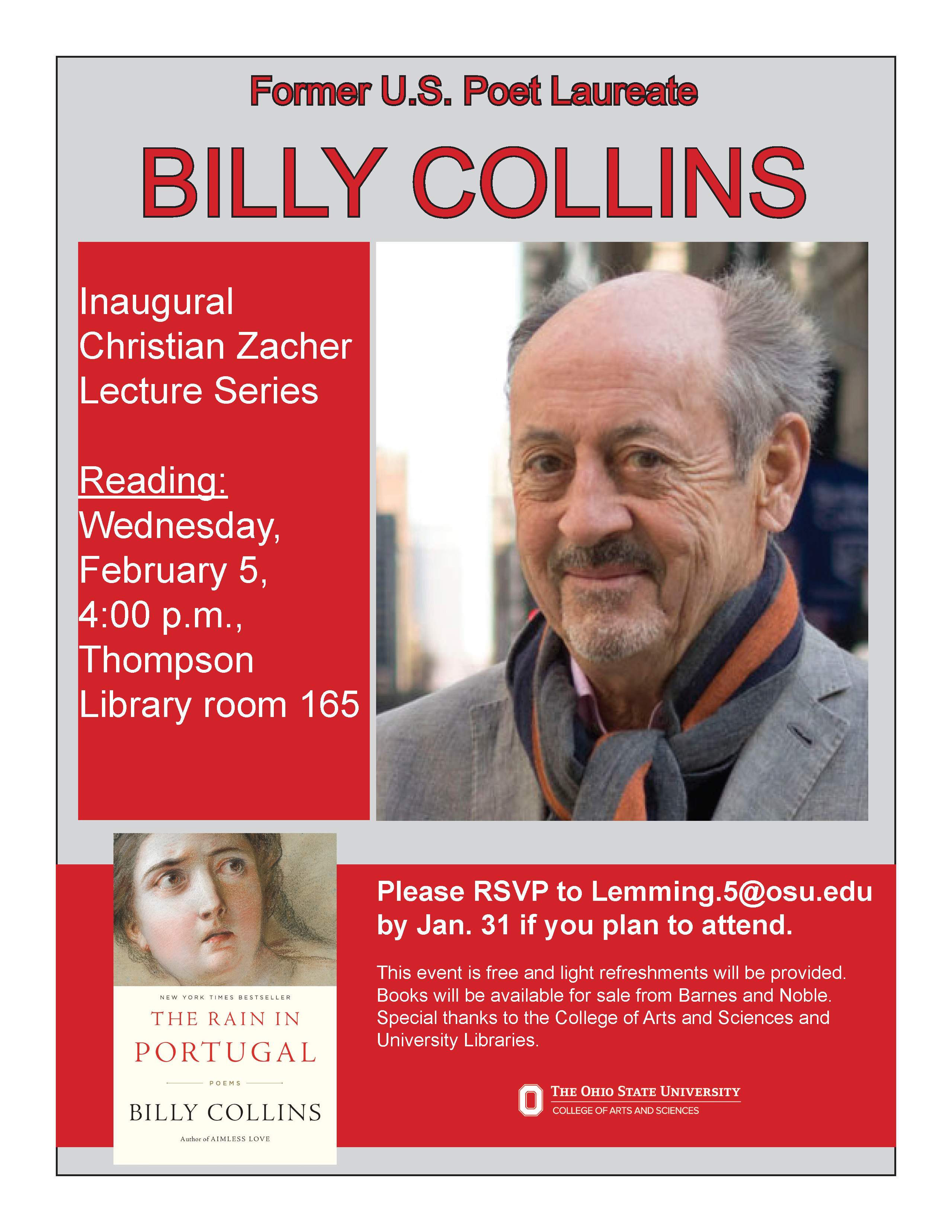 Inaugural Christian Zacher Lecture Series: Billy Collins Reading ...